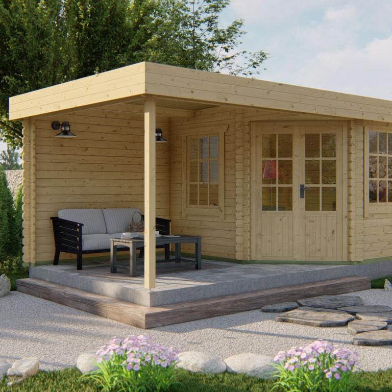 Stig Gæstehus/Hytte med Overdækket Terrasse - 500x300 cm Fer ...