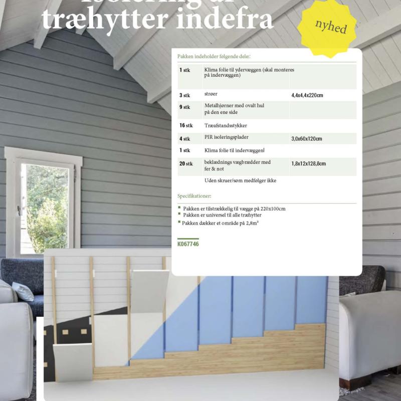 Isoleringspakke til bjælkehytter (inkl. isoleringsplader) | 120x220 cm ...